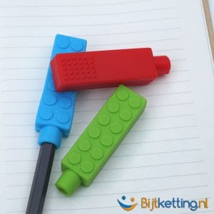 Potlood kauwdop / bijtdop Legoblokje | Diverse kleuren - Bijtketting.nl