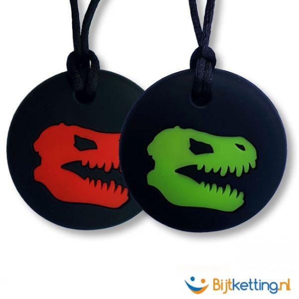 Bijtketting kauwketting | Dinosaurus Dino Disk Zwart - Bijtketting.nl